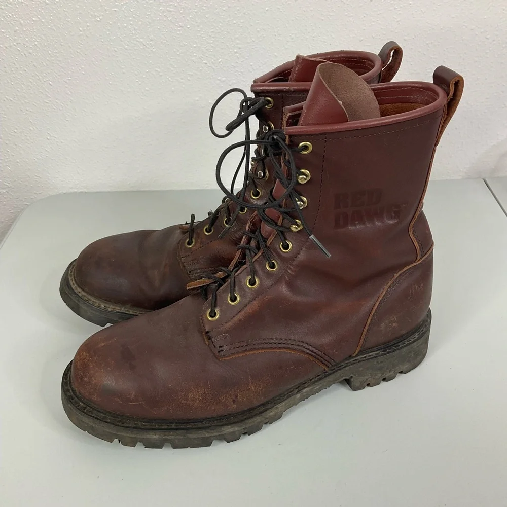 Red Dawg | Shoes | Red Dawg Lites Vibram Soles Leather Work Boots Size ...